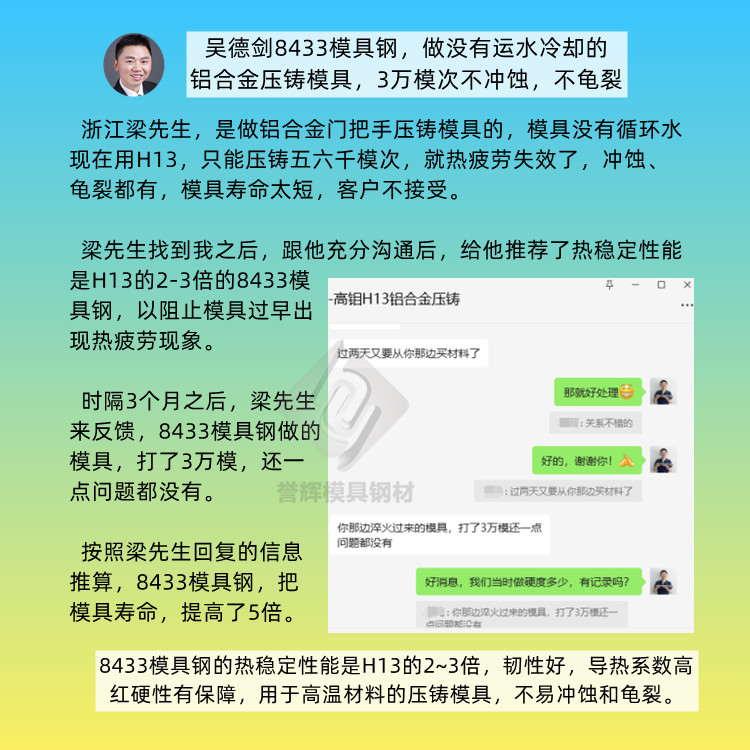8433模具钢的耐热性能比8407强，用于热锻模具时寿命长。第487篇 – 模具钢_模具钢材_h13模具钢_模具钢价格 - 模具钢大王吴德剑